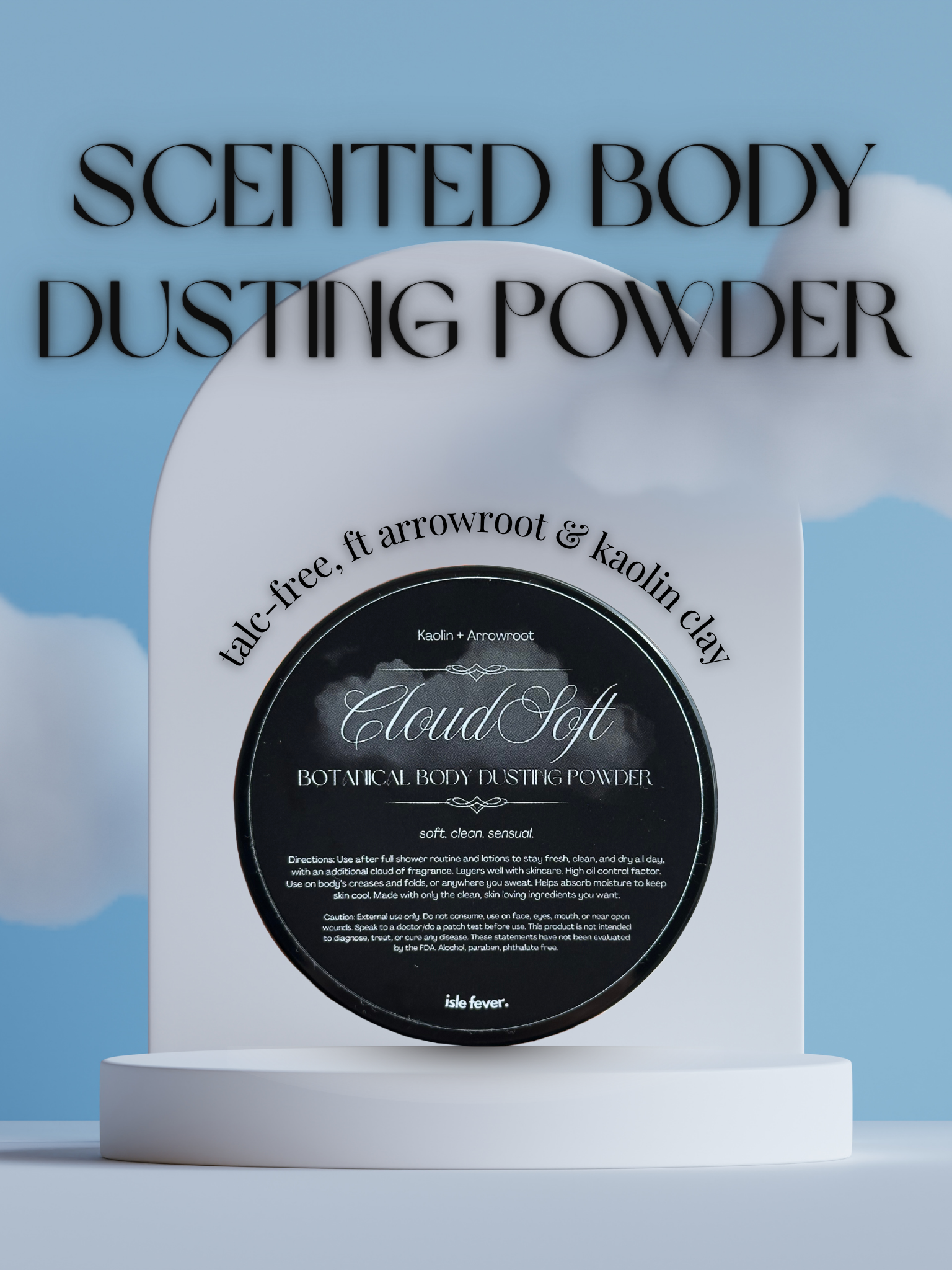 CloudSoft Scented Body Dusting Powder, Talc- Free, Arrowroot & Kaolin ...